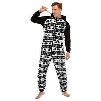 Generic Pyjama Homme Hiver Pyjama Polaire Homme Polaire Doux Manches Longues Col Cravate Tenue de Nuit Chaude pour Temps Froid