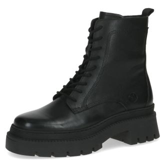 Caprice Damen Stiefeletten zum Schn&uuml;ren Memotion aus Leder Plateau Weite G, Schwarz (Black Nappa), 41 EU