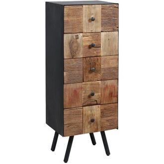 Altobuy FULBERT - Chiffonnier 5 Tiroirs Acier et Bois Massif