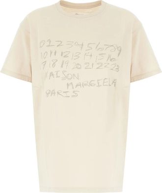 Maison Margiela Femme, Tops, Beige, Taille: 42 FR T-Shirt Num&eacute;rique en Coton