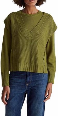 Benetton Maglia Scollo V S/M 126wd4033 Gilet pour Homme, Vert, M Femme