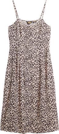 Superdry Damen Bedrucktes Midi-Tr&auml;gerkleid mit Knopfleiste Pink Animal-Print 36