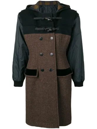 Jean Paul Gaultier manteau à capuche et boutonnière croisée - Marron