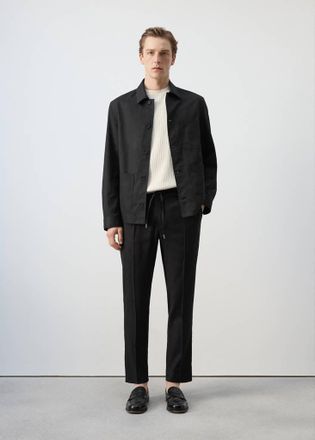 Mango Veste coton lyocell &agrave; poches noir - Homme - XXL - MANGO MAN