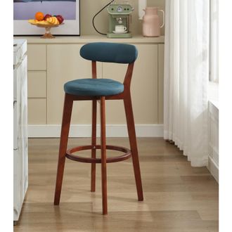 Generic 28 Thekenhöhe Barhocker 2er-Set Massivholzrahmen Kunstleder Rückenlehne Stuhl Natur(Walnut E)