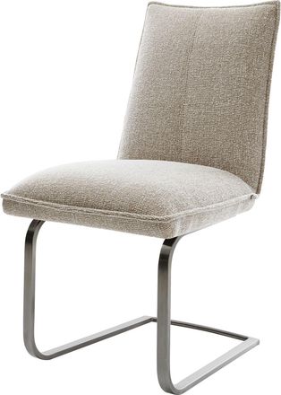 DELIFE Schwingstuhl Lelio-Flex Freischwinger flach Graphit Webstoff Soft Beige Taschenfederkern