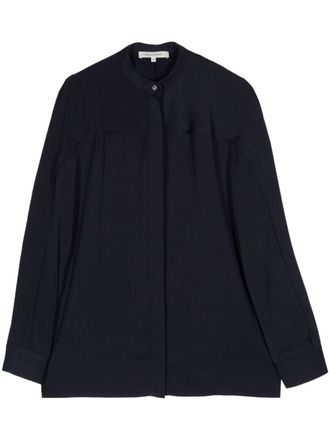 Maison Kitsuné chemise plissée à design sans col - Bleu