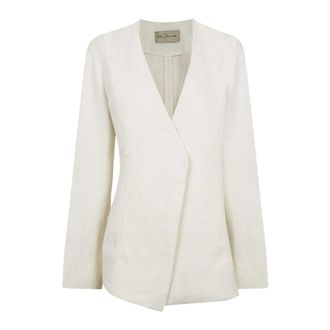 Cortana Costa- elfenbeinfarbene Leinenjacke - - Jackets - Damen - Wei&szlig; - S