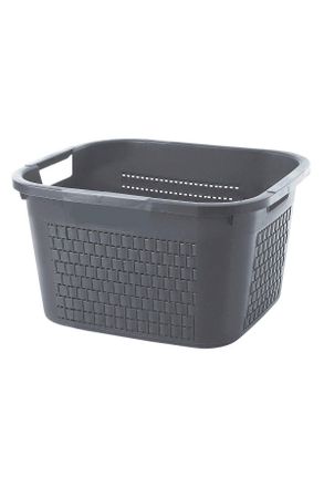 Rotho Wäschekorb Country, Anthrazit, Kunststoff, 22 L, 33.5x22.2x43.5 cm, Reach, DIN EN ISO 14001, DIN EN ISO 9001, Tragegriffe, Ordnen & Aufbewahren, Wäsch