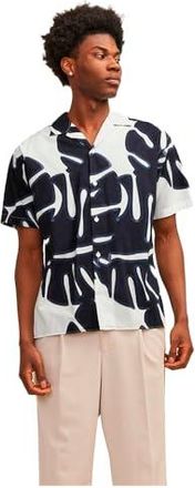 Jack & Jones Jprblapalma Resort T-Shirt S/S Sn Chemise, Snow White/Fit : Relaxed Fit, XS Homme