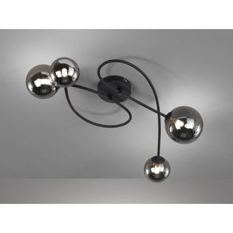 Fischer & Honsel Fischer&honsel - led Deckenleuchte bala 4-flammig Schwarz mit Rauchglas Kugeln, Breite 78,5cm
