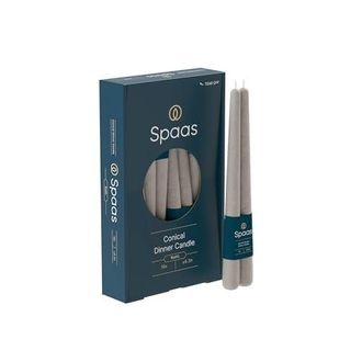 Spaas 8x 2 Elegante Rustikale Tafelkerzen 6,5St - hellgrau