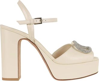 Valentino Garavani Femme, Chaussures, Beige, Taille: 36 1/2 EU Sandale plateforme VLogo Signature 115 mm