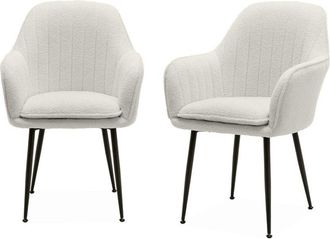 Sweeek Sweeek - 2er Set Bouclé Sessel mit Metallbeinen, Bouclé, Kunstlammfell Weiß