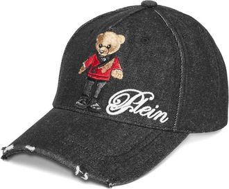 Philipp Plein casquette en jean à broderies - Noir