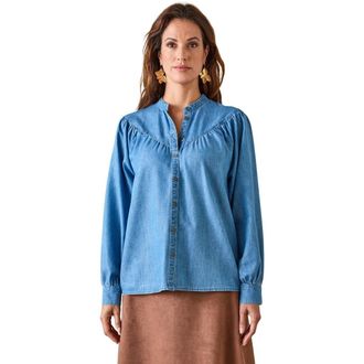 Daxon by - Blouse col mao denim fluide