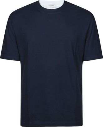 Paolo Pecora Homme, Tops, Bleu, Taille: S T-Shirt Contrasti