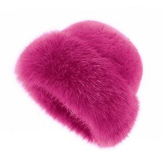 Generic Chapeau cloche dhiver en peluche pour femme, chapeau chaud en fausse fourrure de vison, fuchsia, Taille unique