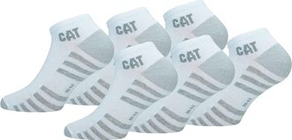 CAT Caterpillar 6 Paar knöchellange Sneakersocken - für Jeden Einsatz - Verstärkte Spitze und Fersen - Baumwolle (Weiß, 43-46)