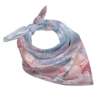 Generic Écharpe carrée en soie légère avec motif coquillages roses pour cheveux, foulard respirant, cadeau pour homme et femme, multicolore, 60x60cm