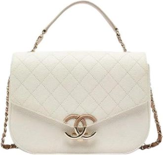 Chanel Sac bandouli&egrave;re matelass&eacute; en cuir caviar Pre-owned - Femme - Pre-owned - Blanc - Taille: ONE Size