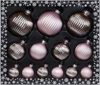 Inges Christmas Decor MAGIC Christbaumkugeln Glas Strukturkugeln gewellt Set 13 Stück Christbaumschmuck Christbaumkugeln Weihnachtskugeln Weihnachtsschmuck Kugeln Deko Weih