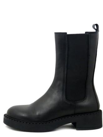 OSVALDO PERICOLI Bottines pour femme Beatles en cuir noir avec &eacute;lastique, talon bas - 8240, Noir, 37 EU