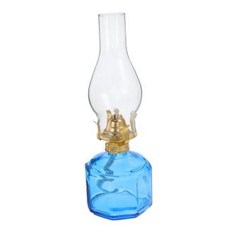 SOLUSTRE Rustikale Glas kerosinlampe mit Verstellbarem Docht Winddichte Vintage Öllampe für Innen Außendekor Transparente Petroleumlampe in Blau für Notbeleuch