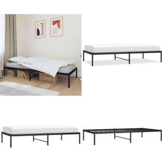 vidaXL Bettgestell Metall Schwarz 100x190 cm - Metallbett - Doppelbett - Boxspringbetten - Bettgestell - Schlafraum - Home & Living