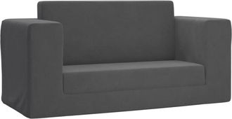 vidaXL Vidaxl - Kinder-Schlafsofa 2-Sitzer Anthrazit Weicher Pl&uuml;sch