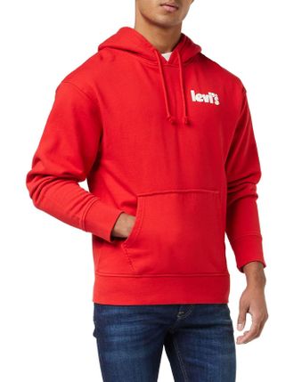 Levi's Herren Relaxed Graphic Sweatshirt Hoodie Kapuzenpullover,Poster Logo Aura Orange,L