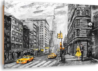 Feeby Wandbild New York Modern Deko Kunst Bilder Stadt Gelb 60x40 cm