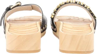 Moschino Logo-Embellished Calf Leather Sandals - Black