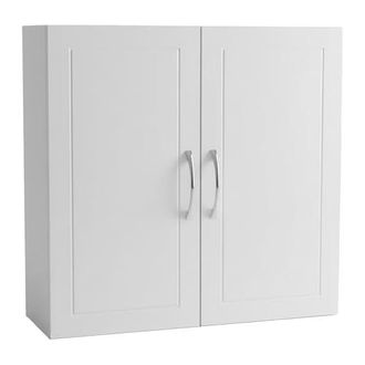 Relaxdays H&auml;ngeschrank Bad, 2 verstellbare Einlegeb&ouml;den, HxBxT: 60 x 60 x 18 cm, Landhausstil, Wandschrank, wei&szlig;/Silber