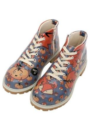 Dogo Femme Cuir Vegan Bleu Bottines - Hello Pumpkin Motif