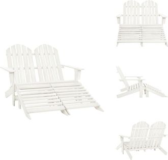 vidaXL Adirondack-Gartenbank 2-Sitzer mit Fu&szlig;teil Tannenholz Wei&szlig; - Gartenstuhl - Adirondack Stuhl - Holz Gartenm&ouml;bel - Tannenholzm&ouml;bel - Gartenbank