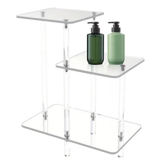 Generic Acryl Beistelltisch - Moderner heller Nachttisch, Minimalistischer Abschlusstisch | Transparentes 3-lagiges Ablageregal, Elegantes Wohnzimmerdisplay, 