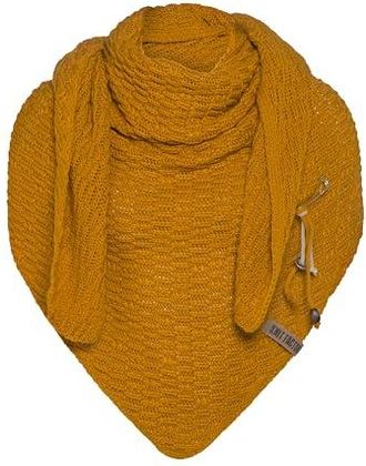 Knit Factory Jaida Ch&acirc;le Tricot&eacute; - Foulard Triangle - Foulard femme pour lautomne et lhiver - &Eacute;charpe Femme - Ch&acirc;le Femme - 100% Fabriqu&eacute; en Europe - Ocre - 190x85