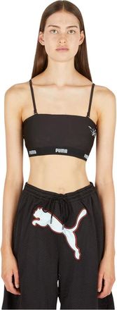 Puma Puma, Femme, Sous-v&ecirc;tements, Noir, Taille: 40 FR Logo Tape Crop Top