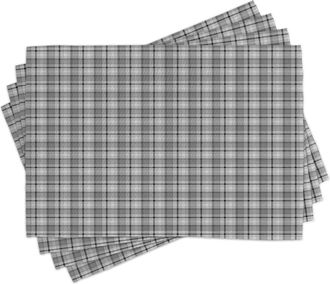 Abakuhaus Ethnisch Platzmatten, Gälische Kultur Muster, Waschbare Stoff Esszimmer Küche Tischdekorations Digitaldruck, Anthrazit grau