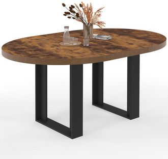 IDMarket Esstisch, ausziehbar, rund, Phoenix, 4-6 Personen, dunkles Holz, Antik-Optik, Schwarz, 110-150 cm