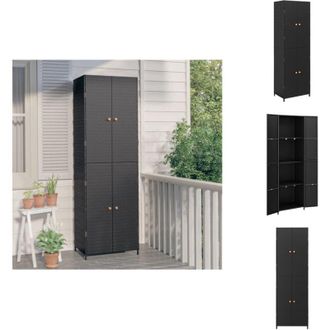 vidaXL Armoire de rangement de jardin Noir 59x40x180 cm R&eacute;sine tress&eacute;e - Meuble De Jardin - Armoire De Rangement Ext&eacute;rieur - Abri De Jardin - Rangement