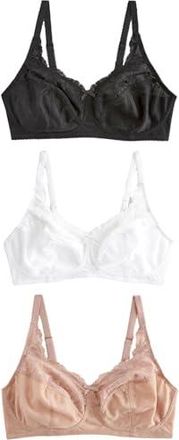 Next Femme Soutien-Gorge en Dentelle Ultra Confort &agrave; Maintien int&eacute;gral, Lot de 3 Noir/Blanc/Nuit/Praline 105 E