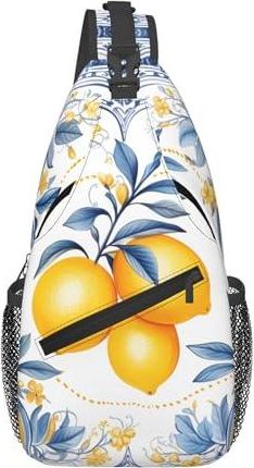 Generic Sacoche Homme Bandouliere Le-Mons Fruits d&eacute;t&eacute; Multifonction Sac &agrave; Bandouli&egrave;re Casual Crossbody Bag pour Randonn&eacute;e &eacute;cole Cyclisme