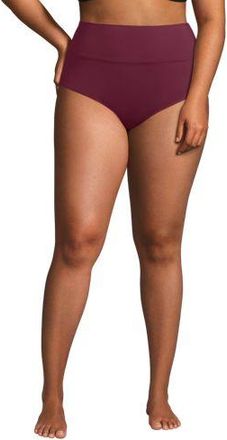 Lands End Bikinihose zum Umschlagen, High Waist,, Damen, Größe:52 plus, Rot, Elasthan/Nylon-Mischung, by Lands End