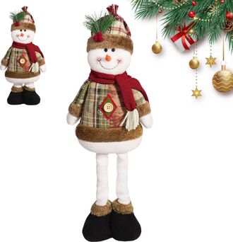 Generic Weihnachtsmann-Figur - Weihnachtsdeko Mit Ausziehbaren F&uuml;&szlig;en, F&uuml;llung Aus Baumwollstoff | Bewegliche Puppe F&uuml;r, Tisch, Schreibtisch, Wohnzimmer, Tisch