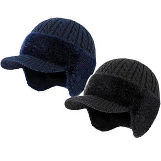 Generic Bonnet tricot&eacute; bloquant - Doublure en polaire chaude - Pour homme et femme - Tissu doux et respirant - Anti-humidit&eacute;, 2 pi&egrave;ces - A, Taille unique