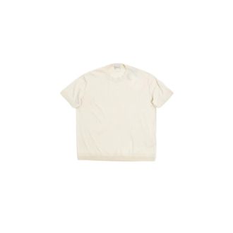 Moncler Homme, Tops, Beige, Taille: 2XL T-Shirt Beige en Maille à Col Rond