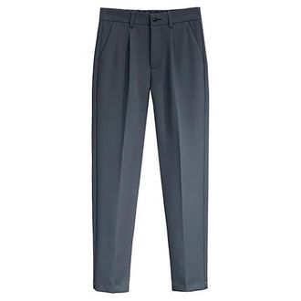 Generic Pantalon de costume en soie glac&eacute;e &agrave; taille semi-&eacute;lastique pour homme - Jambe droite - Pantalon fin d&eacute;t&eacute; pour homme - Coupe r&eacute;guli&egrave;re, Gris 3, 40