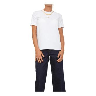 Elisabetta Franchi Femme, Tops, Blanc, Taille: 42 FR T-shirt en coton pour femmes